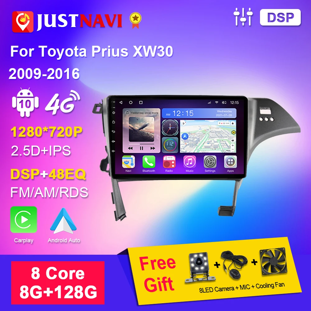 JUSTANVI-For-Toyota-Prius-XW30-2009-2016-RHDAndroid-10-Auto-Car-Radio ...