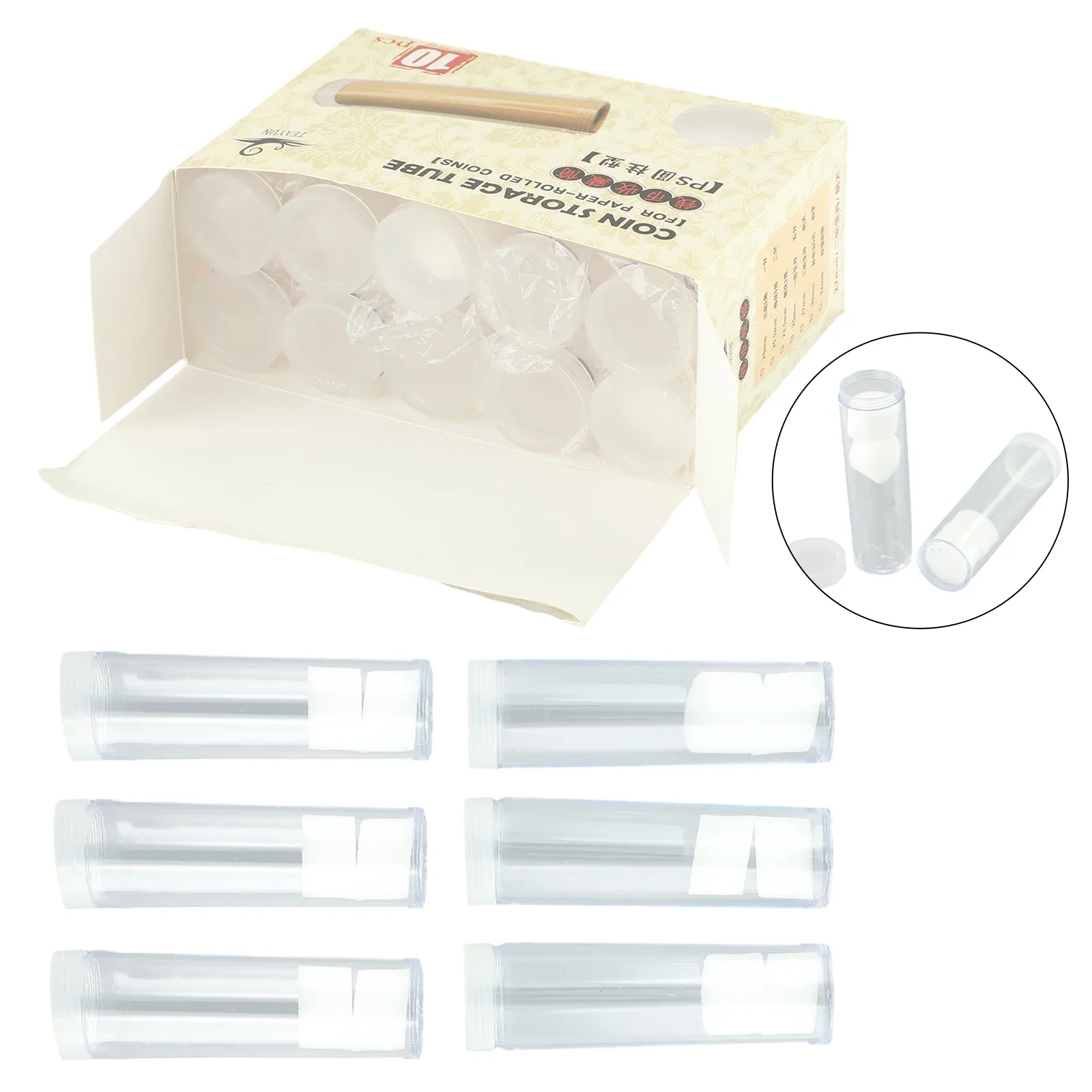 Brand-New-Clear-Plastic-Roll-Coin-Storage-Tube-Protector-Tube-Holder ...
