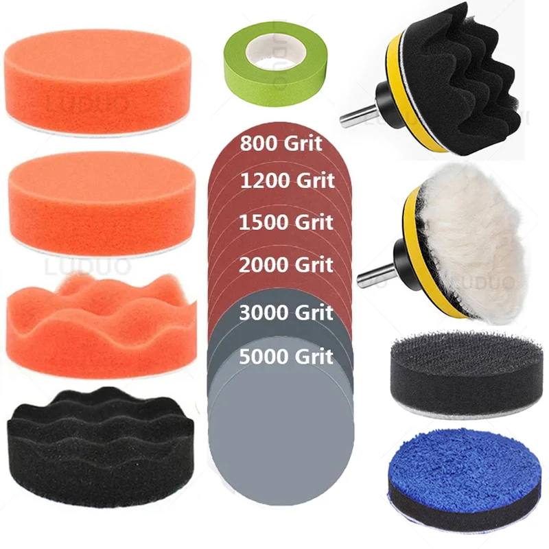 3-Car-Polishing-Disc-Waxing-Sponge-Kits-Self-Adhesive-Polishing-Pad ...