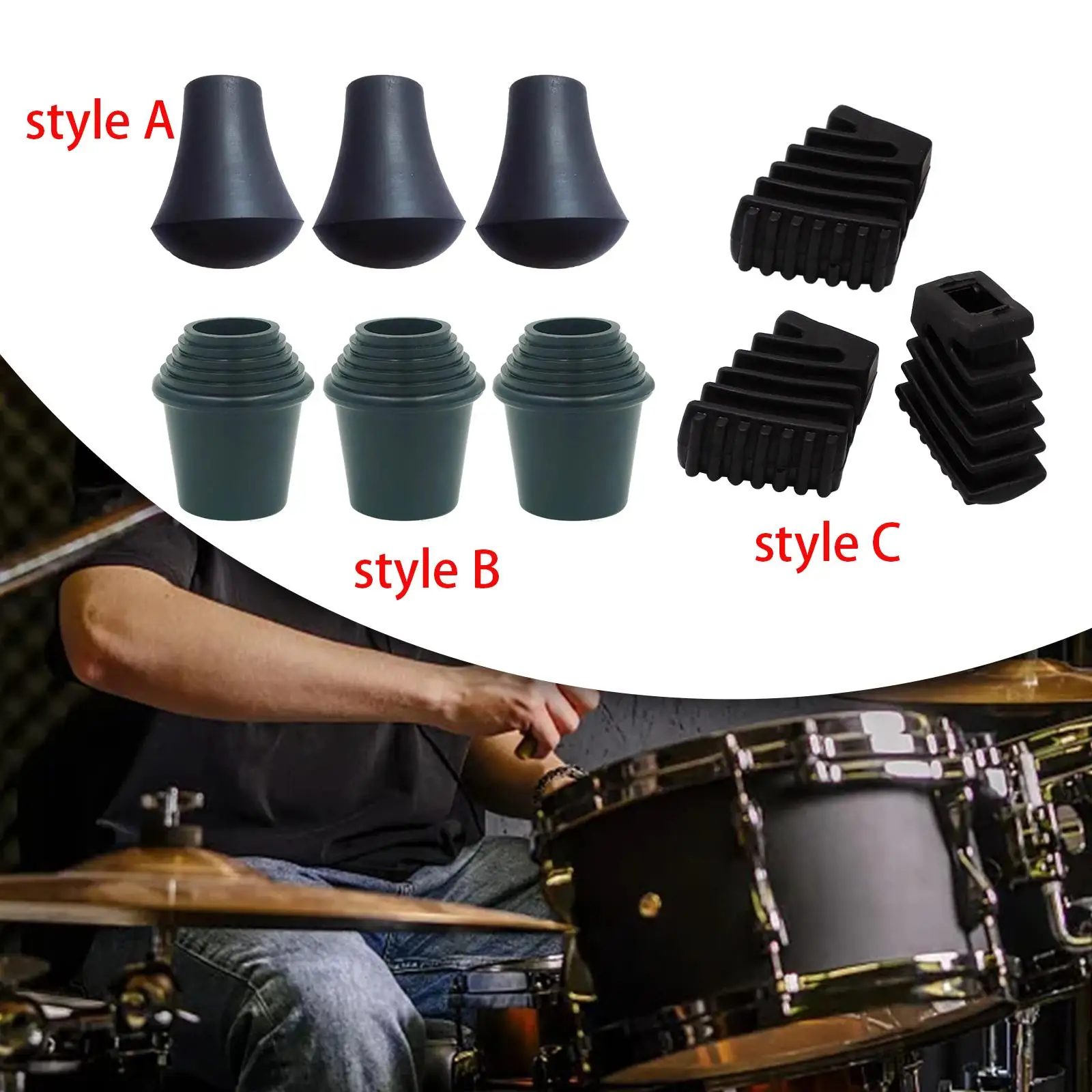 3x-Floor-Tom-Legs-Parts-Replacement-Drum-Leg-Protectors-Percussion ...
