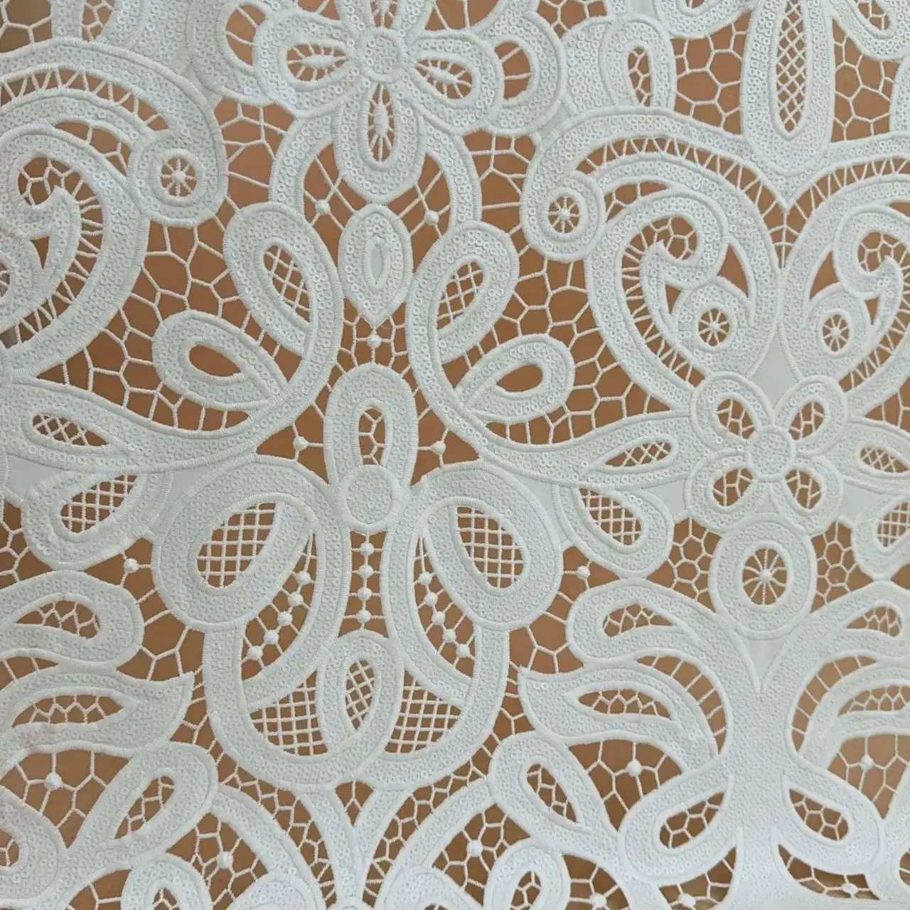 Hot 2025 Laser Sequins Lace For Designer Hollow Embroidery Lace Fabric ...