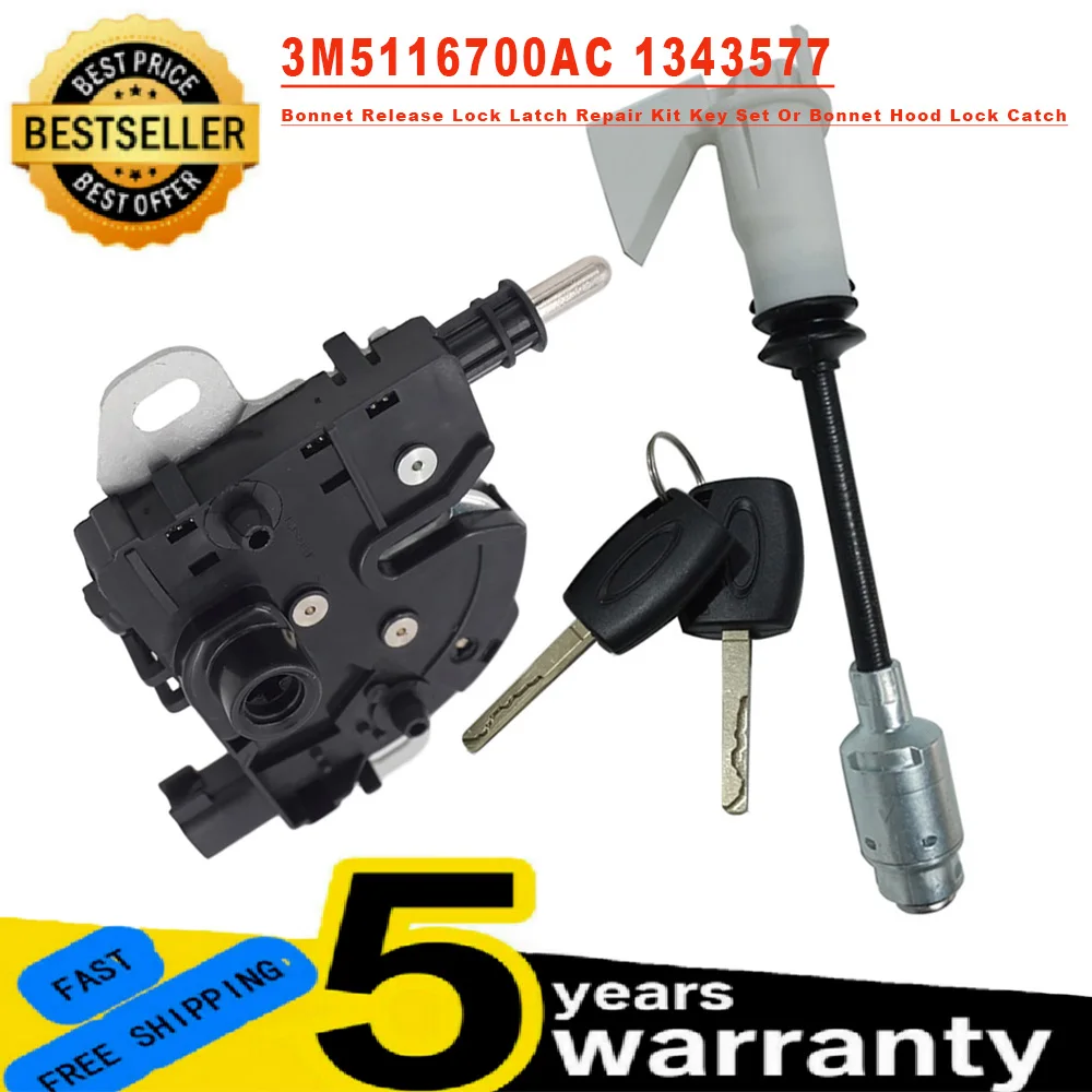Long-Type-Rod-Bonnet-Hood-Release-Lock-Latch-Repair-Kit-With-2-Keys ...