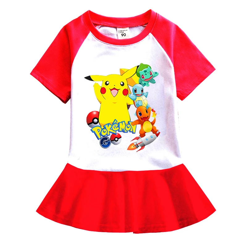 2024-New-Summer-Baby-Girls-Dress-Cotton-Cartoon-Pokemon-Splicing ...
