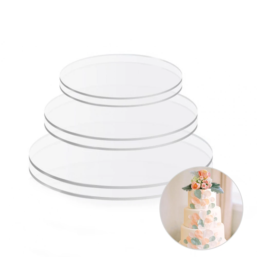 2Pcs-Set-Reusable-Acrylic-Cake-Disc-Round-Happy-Birthday-Cake-Base ...