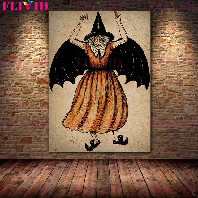 Vintage Halloween Witch Wallpaper