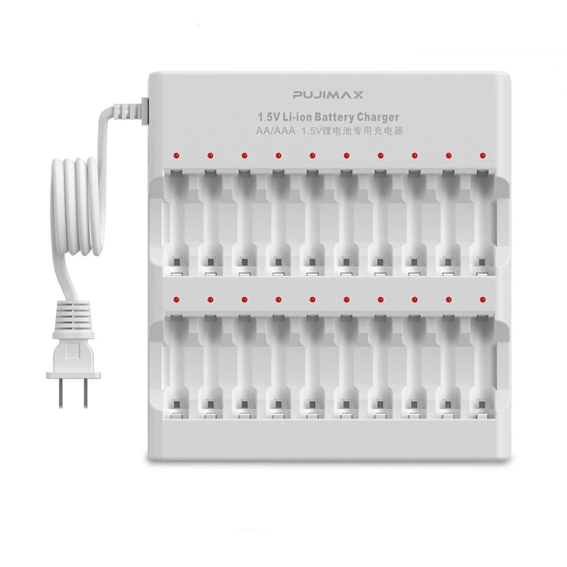 For-AA-1-5V-Rechargeable-Li-ion-Battery-20-Slots-Smart-Lithium-Battery ...