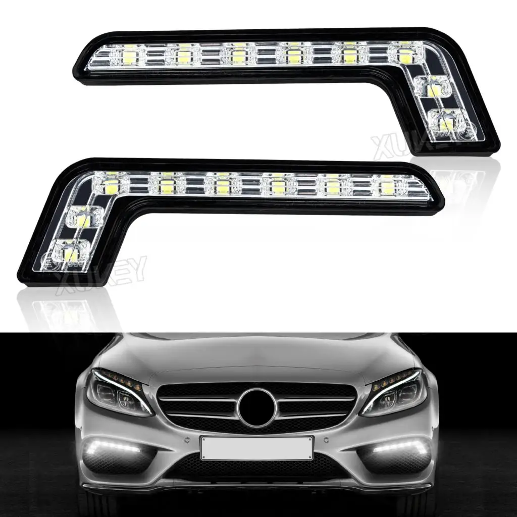 2x-12V-White-Daytime-Running-Light-8-LED-Front-Bumper-Fog-Driving-Lamp ...