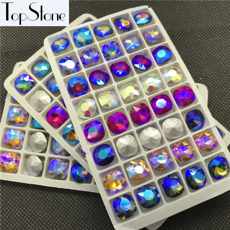 TopStone-All-Colors-AB-40pcs-12mm-Classicial-Fat-Square-Pointback-Fancy ...