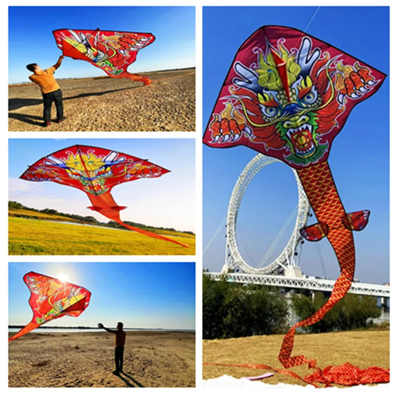 free-shipping-100m-chinese-dragon-kite-flying-handle-line-large-kite ...