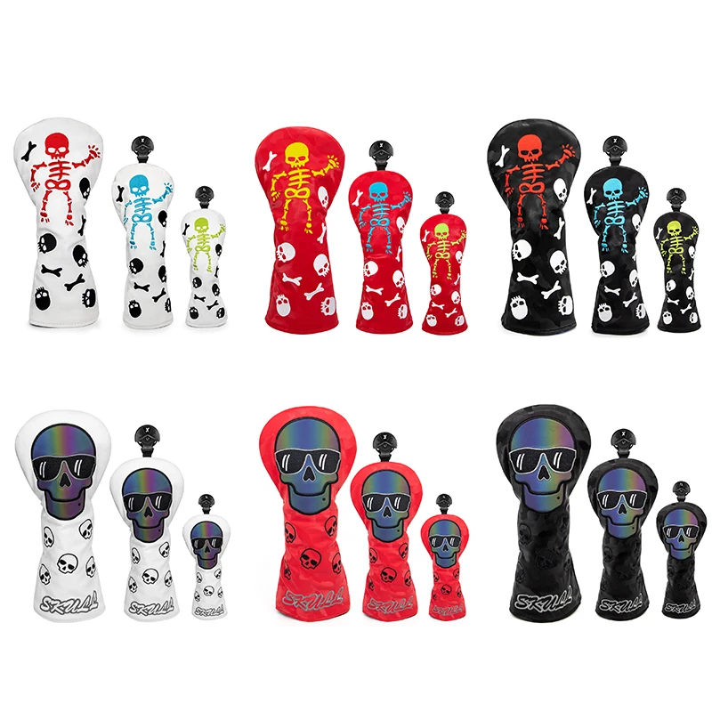 Wholesale-3pcs-set-Leather-Golf-Head-Covers-Set-Colorful-Skull-Golf ...