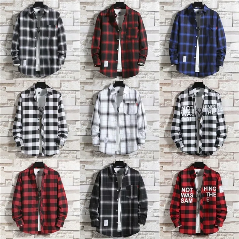 Mens-Shirts-Long-Sleeve-Casual-Button-Up-Plaid-Shirt-for-Men-Casual ...