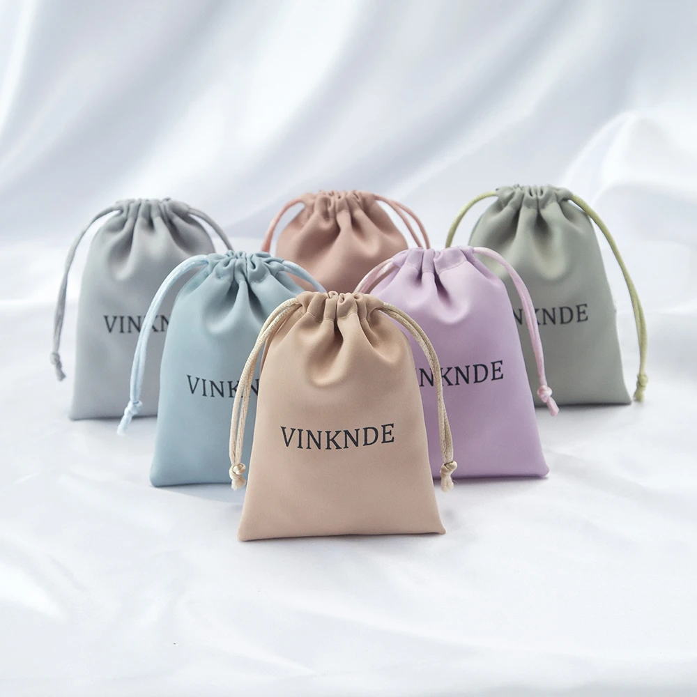 Custom Logo Name Silk Satin Jewelry Drawstring Gift Bags Small Luxury ...