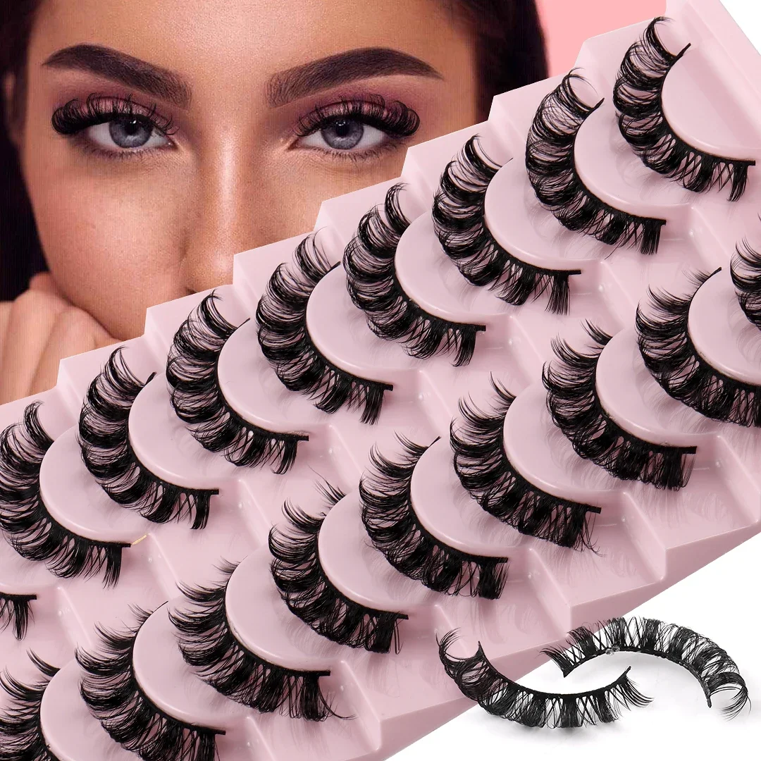 10-Pairs-Russian-Strip-Lashes-DD-Curl-False-Eyelashes-Fluffy-Wispy-Faux ...