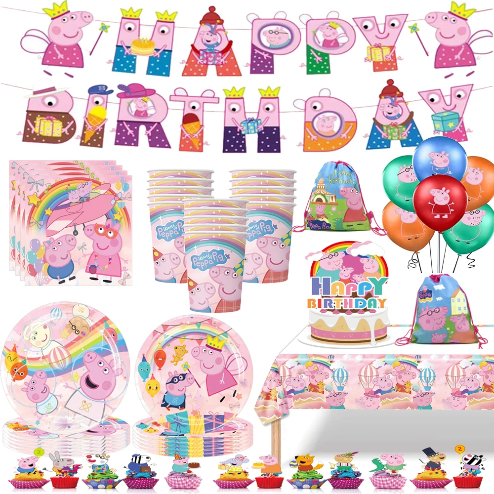 Cartoon-Peppaed-Pig-Birthday-Party-Decoration-Tableware-George-Page ...