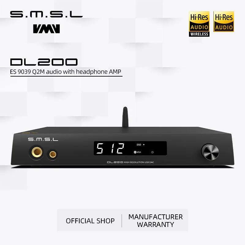 SMSL-AMPLIFICADOR DE AUDIO DAC y auriculares DL200, MQA-CD ES9039Q2M, Bluetooth, APTX HD ...