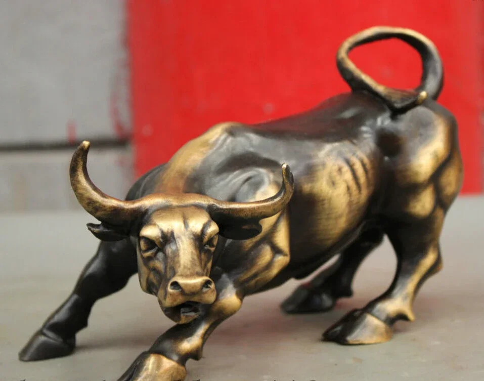 8-Folk-Chinese-Pure-Bronze-Strong-Zodiac-Bull-Ox-Bullish-Animal ...