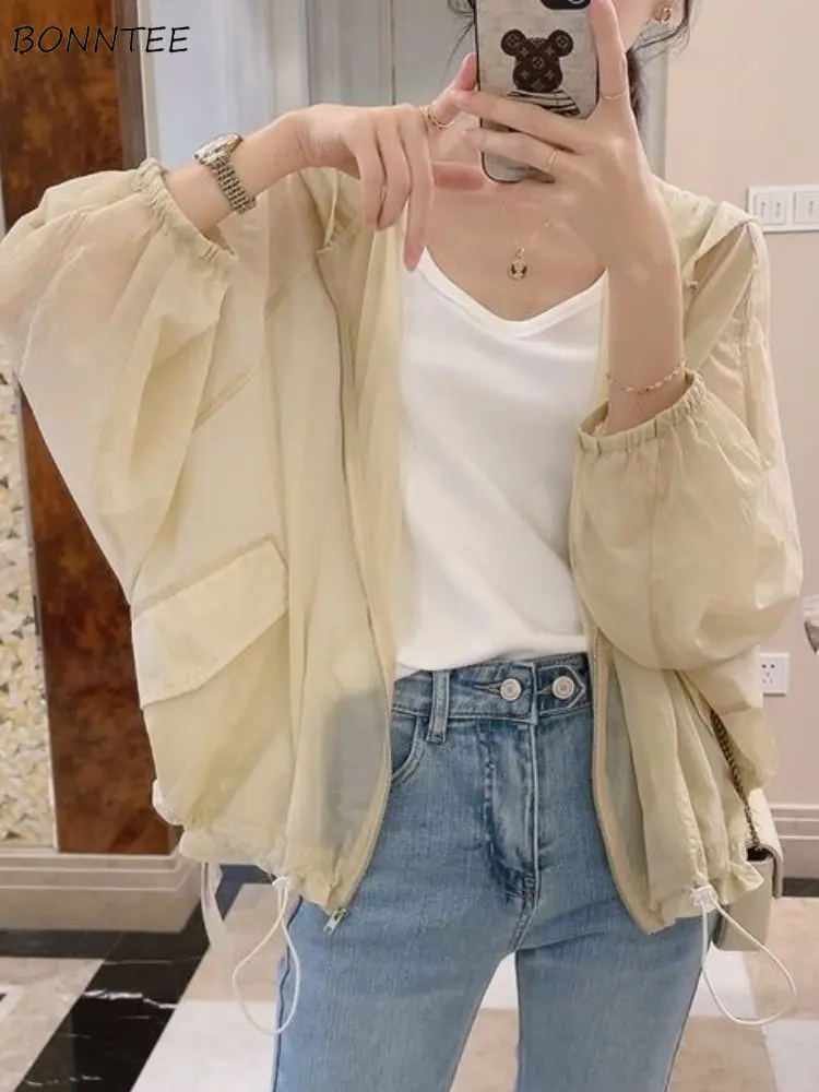 Jackets Women Batwing Sleeve Soft Fashion Summer All-match Simple Solid ...