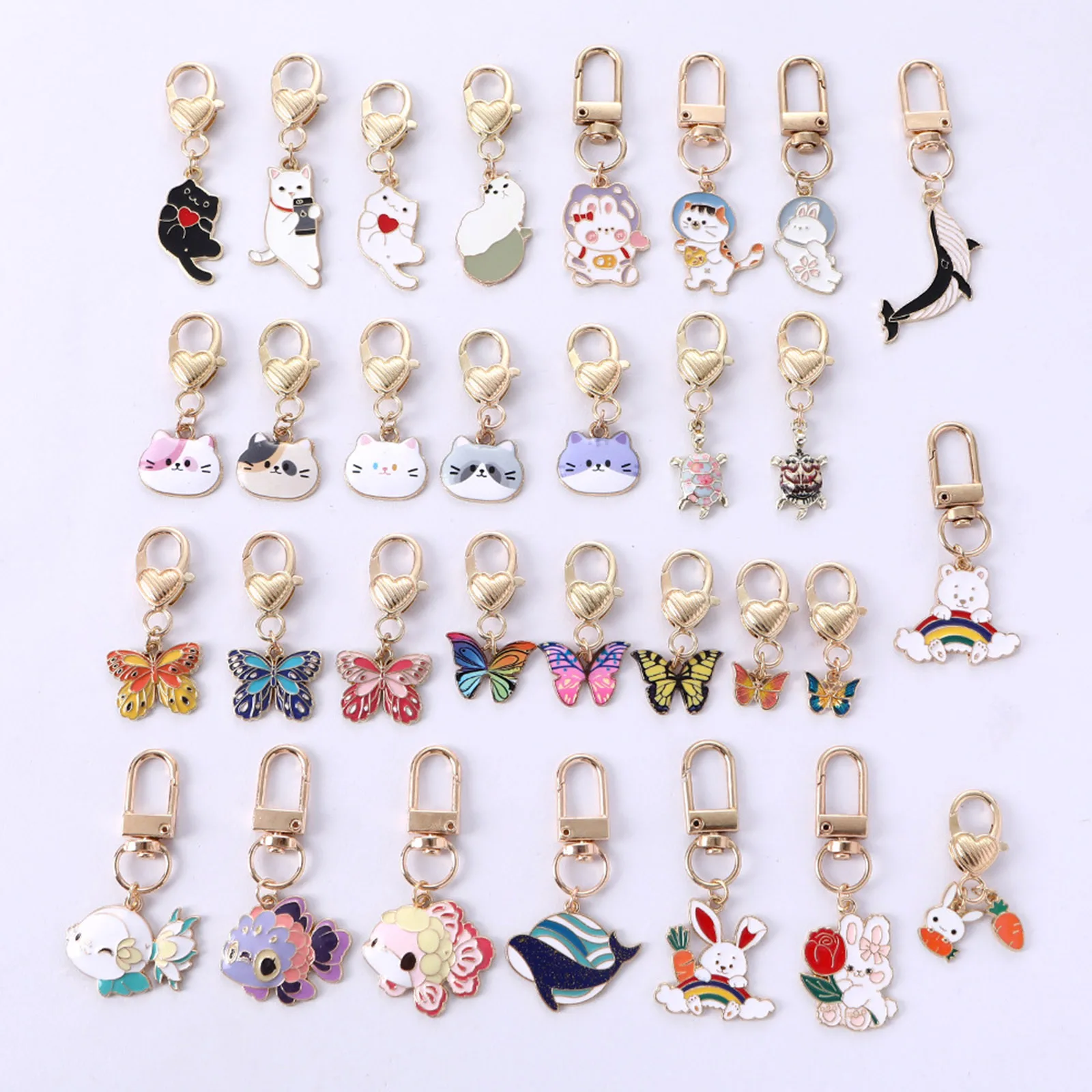 Japanese-Style-Keychain-Keyring-Cute-Cat-Animal-Heart-Enamel-Rabbit ...