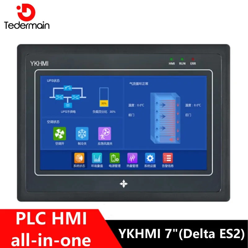 YKHMI controlador lógico programable PLC HMI, todo en uno, 7 ", Compatible con Delta ES2 ...