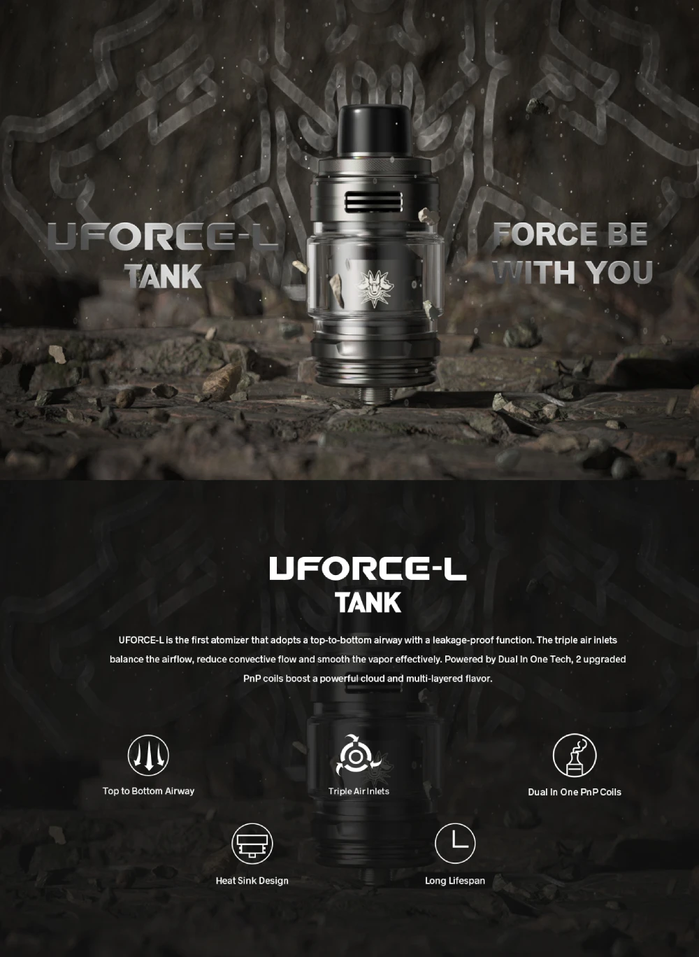 【当店一番人気】 VooPoo UFORCE-L Tank アトマイザー ブープー ユーフォースL 電子タバコ vape 液漏れしない クリアロ PnPコイル 爆煙 タール ニコチン0 ベイプ ...