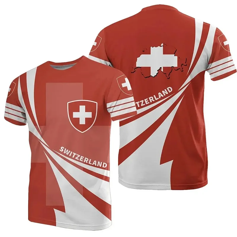 Swiss Flag Soccer Jersey T-shirts Summer Men Short Sleeved Casual ...