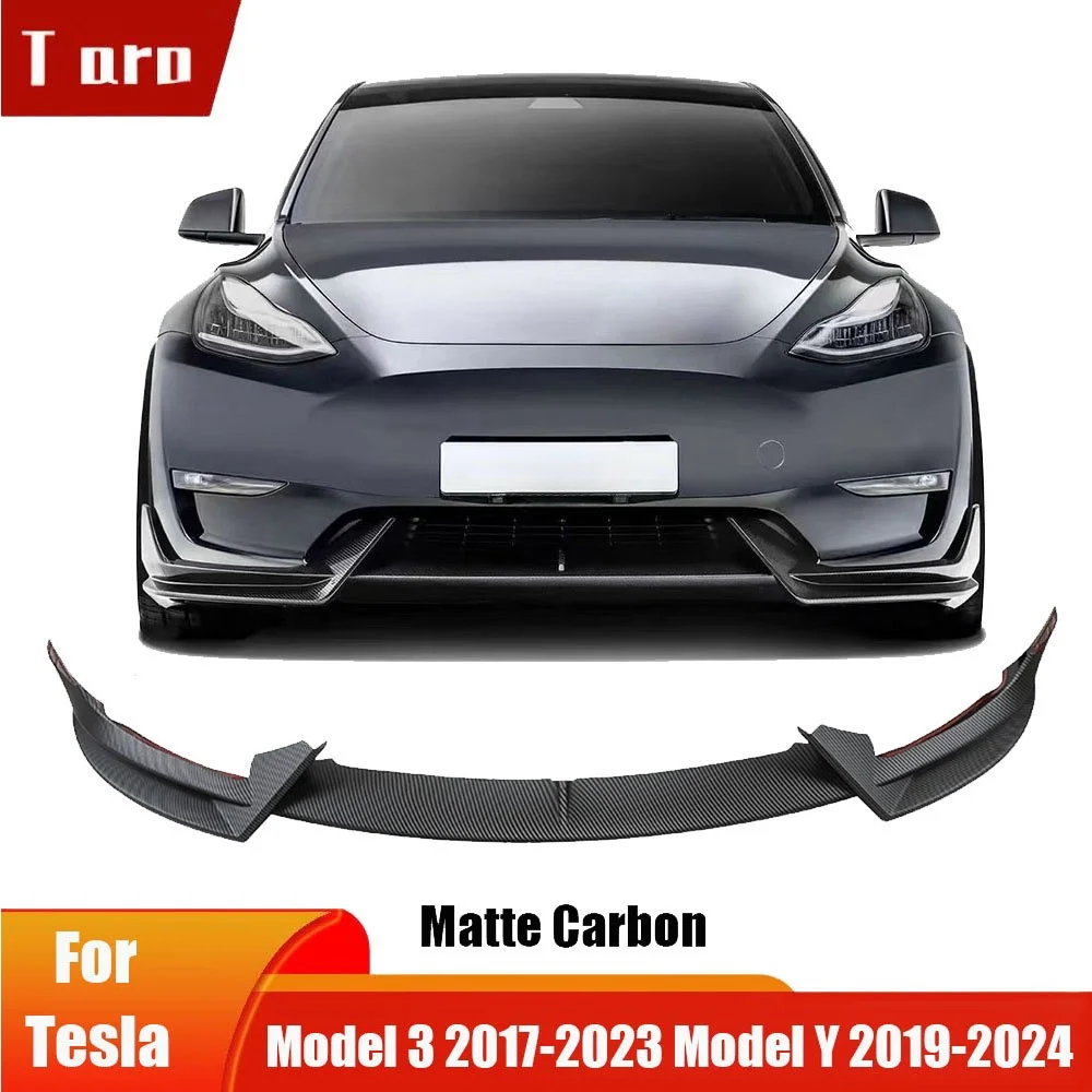 Matte-Carbon-Front-Bumper-Front-Lip-Front-Shovel-kit-for-Tesla-Model-3 ...