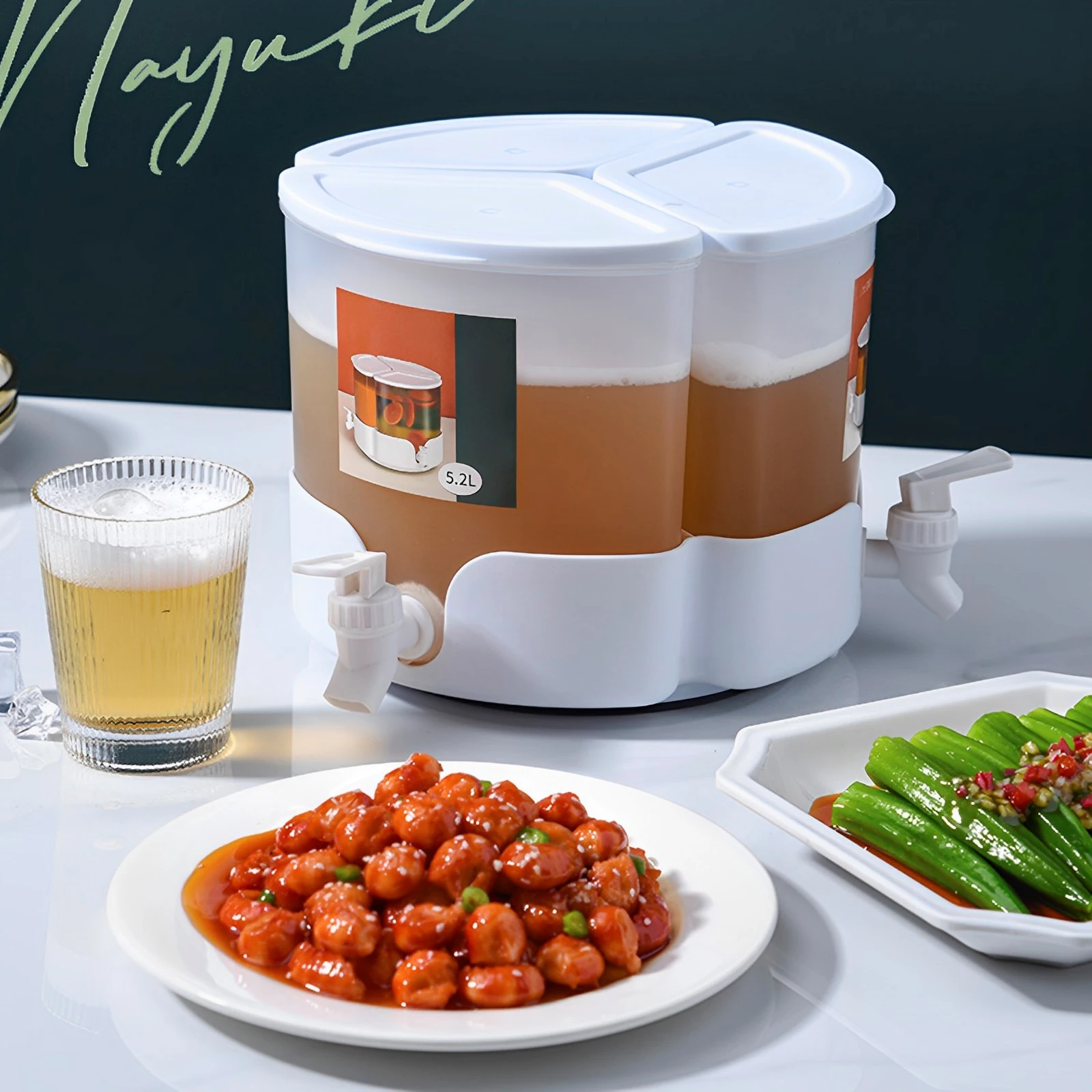 New-5-1L-Drink-Dispenser-with-Leakproof-Faucet-360-Rotatable-Juice-Jug ...