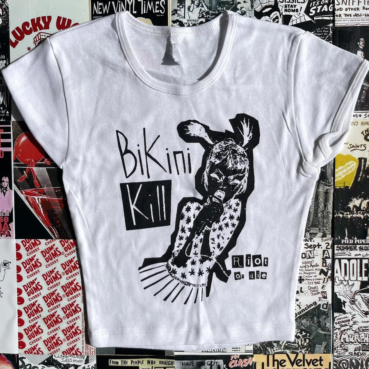 Punk Y2K Baby Tee Short Sleeve Top Gothic Street T-shirt Women's Star ...