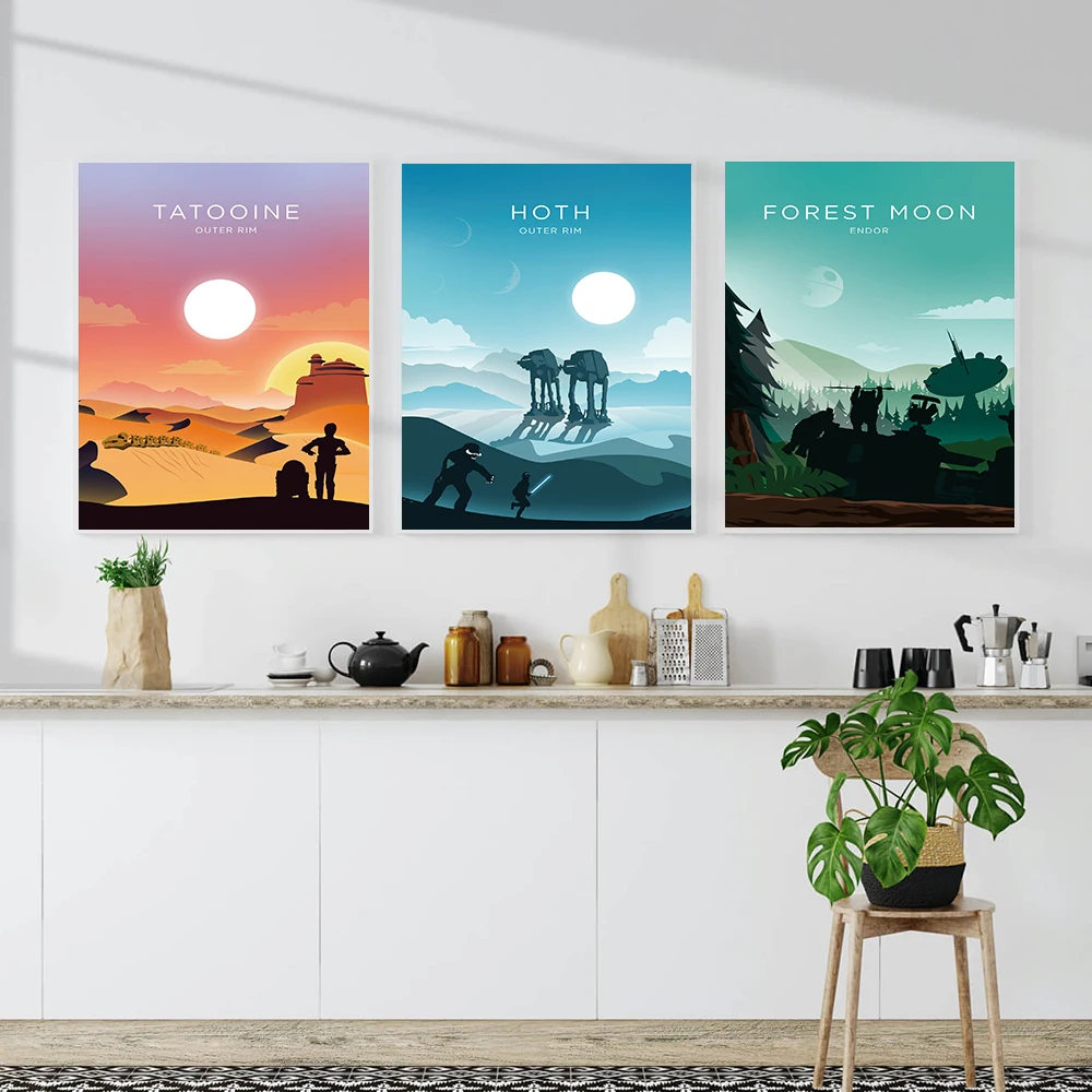 Tatooine-Endor-Hoth-Print-Vintage-Art-Painting-Travel-Movie-Retro ...