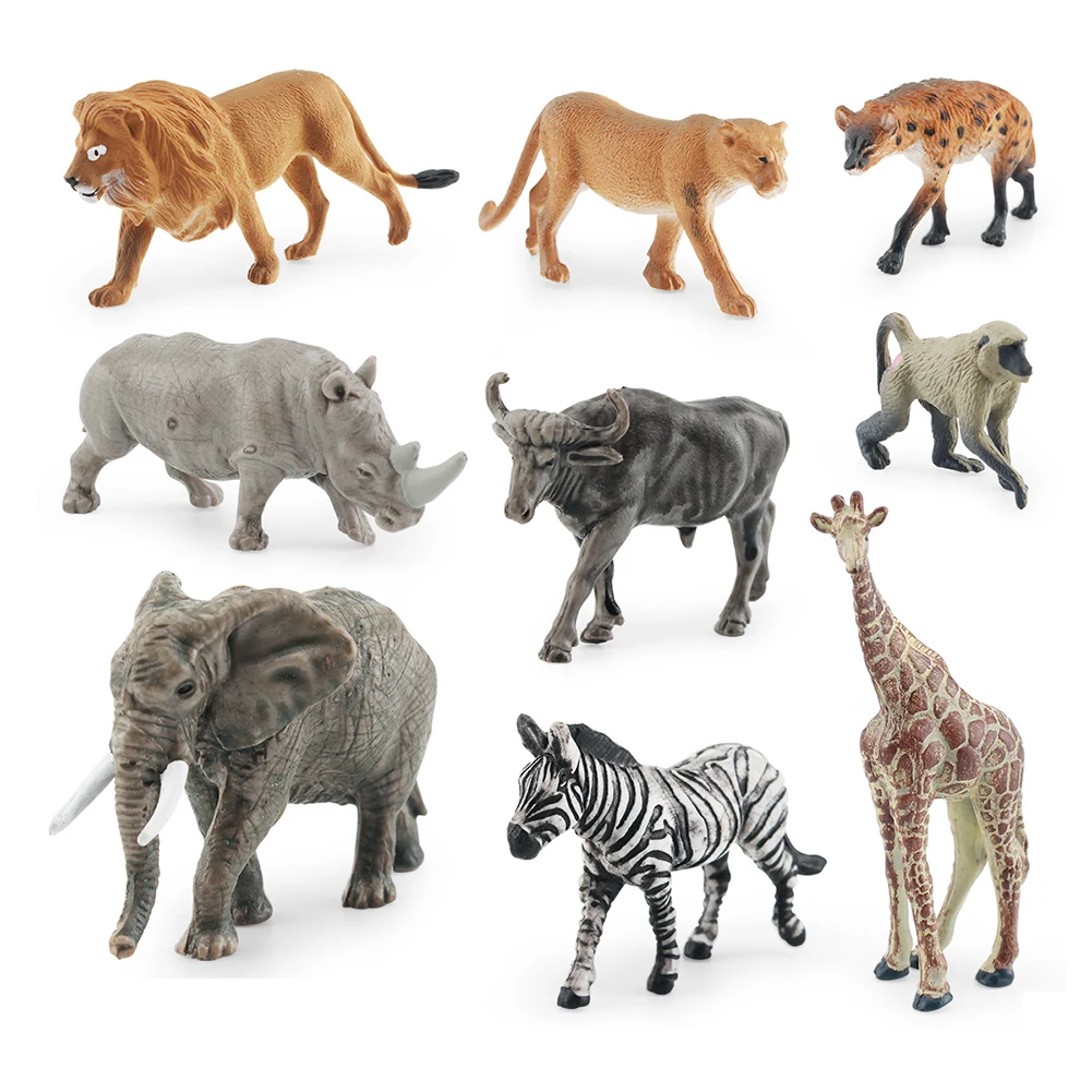 Simulation-Zoo-Animal-Model-Toys-For-Zebra-Lion-Rhino-Elephant-Animals ...