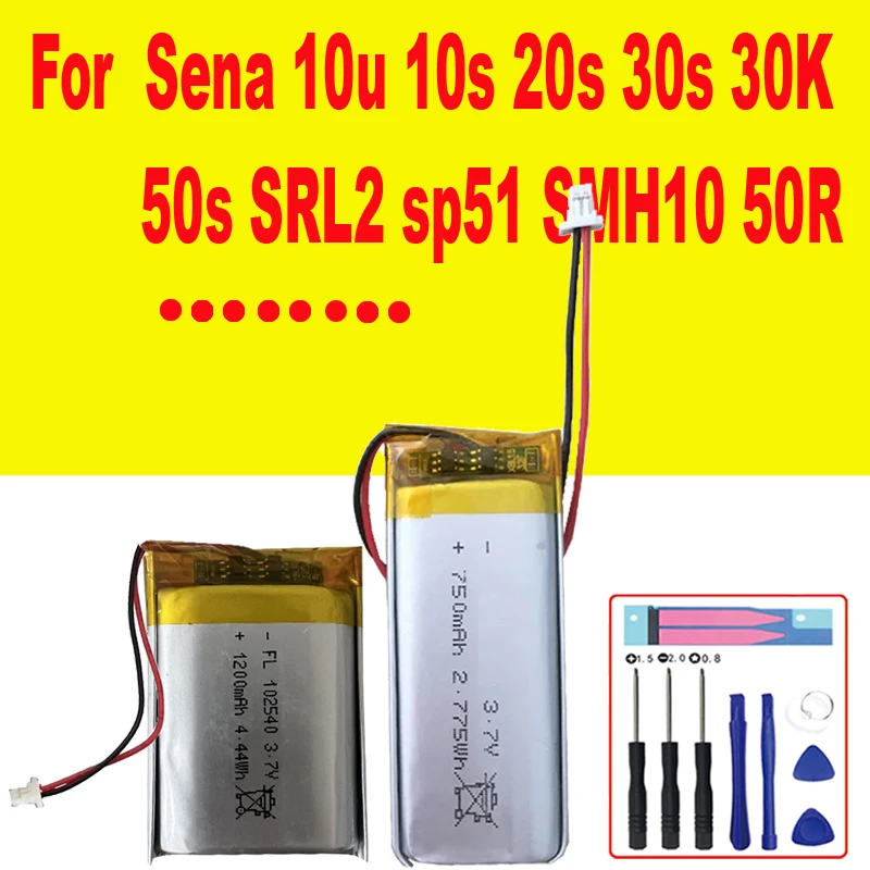 Battery for Sena 10u 10s 20s 30s 30K 50s SRL2 sp51 SMH10 50R Headest Li ...