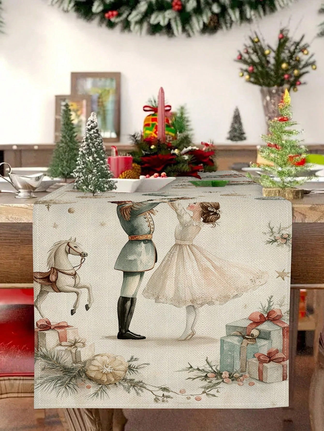 1pc Christmas Nutcracker & Ballerina Table Runner, Multi - Season ...