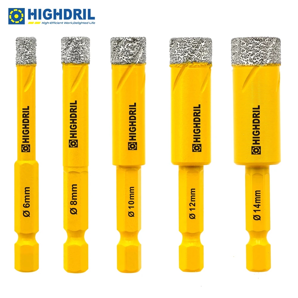 HIGHDRIL-5pcs-Diamond-Quick-fit-Shank-Drill-Bits-Core-Holes-Saw-For ...