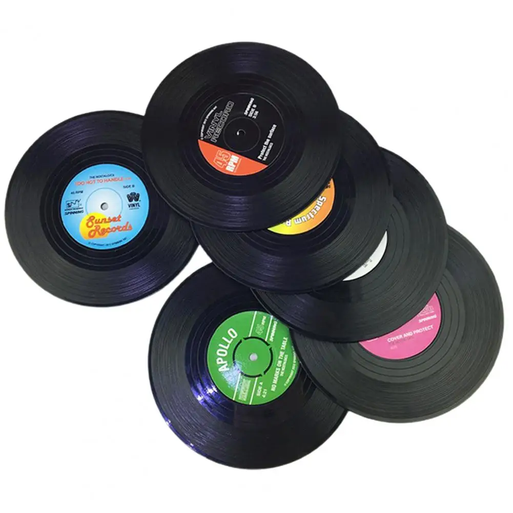 Vinyl Coasters Retro Design Coasters Retro Coasters Lightweight Non ...