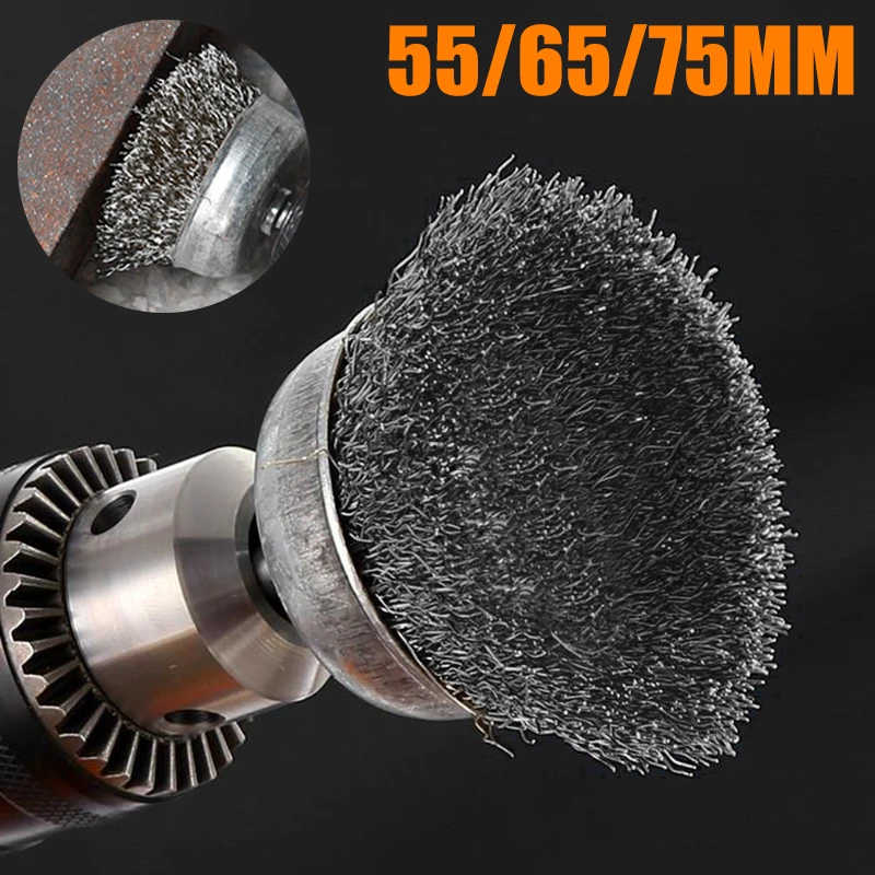 50/65/75mm Steel Wire Wheel Brush Rotary Tool For Drill Tools Metal Rust Removal Polishing Drill ...