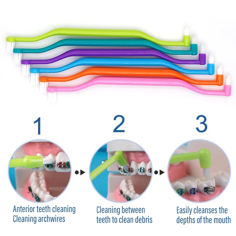 6Pcs Dual End Toothbrush Double Headed Oral Care Tools Soft Bristles ...