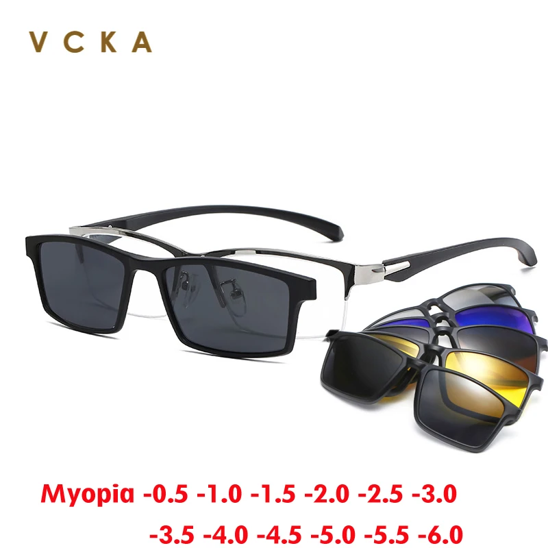 VCKA-6-In1-Polarized-Myopia-Sunglasses-Men-Women-Magnetic-Clip-On ...