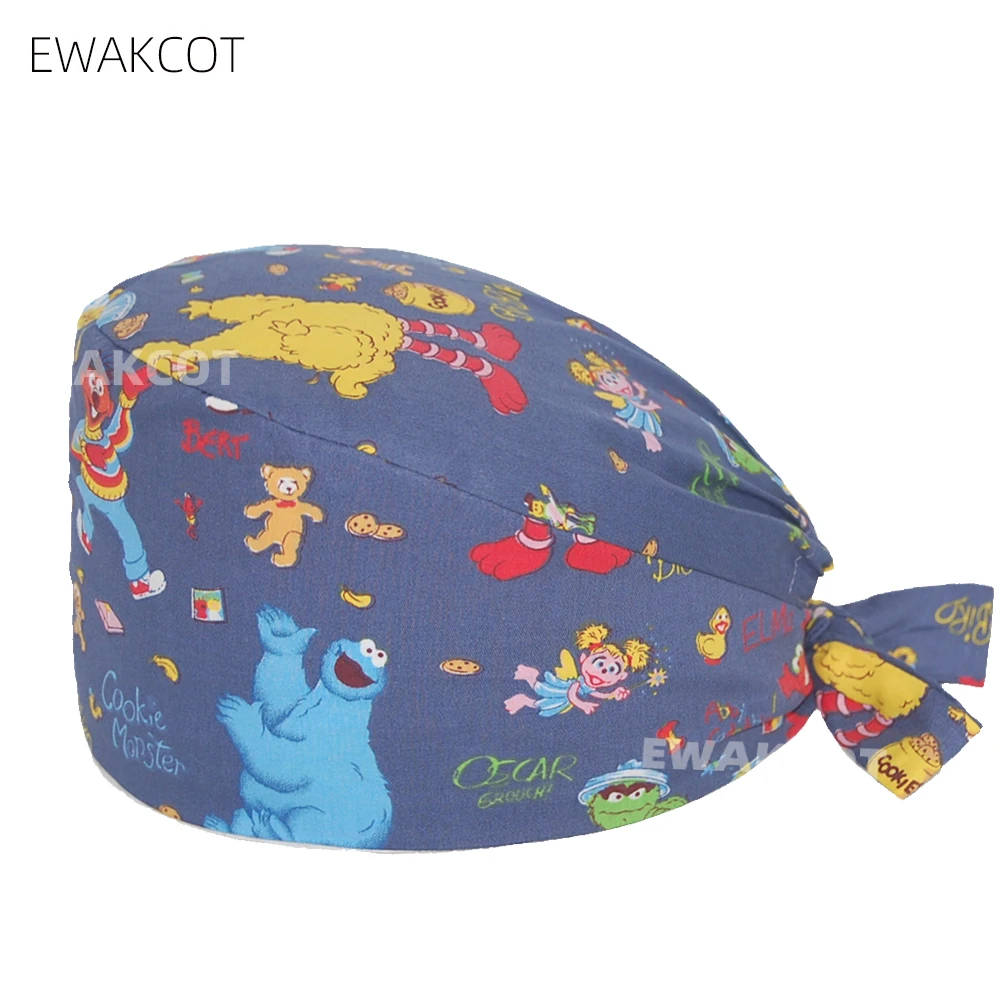 Unisex-Nurse-scrubs-cap-cartoon-Print-surgeon-Cap-Clinic-Surgery-Hat ...