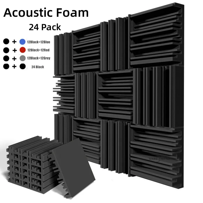 24Pcs-25x25x5cm-Studio-Acoustic-Foam-Sound-Absorbing-Noise-Insulation ...