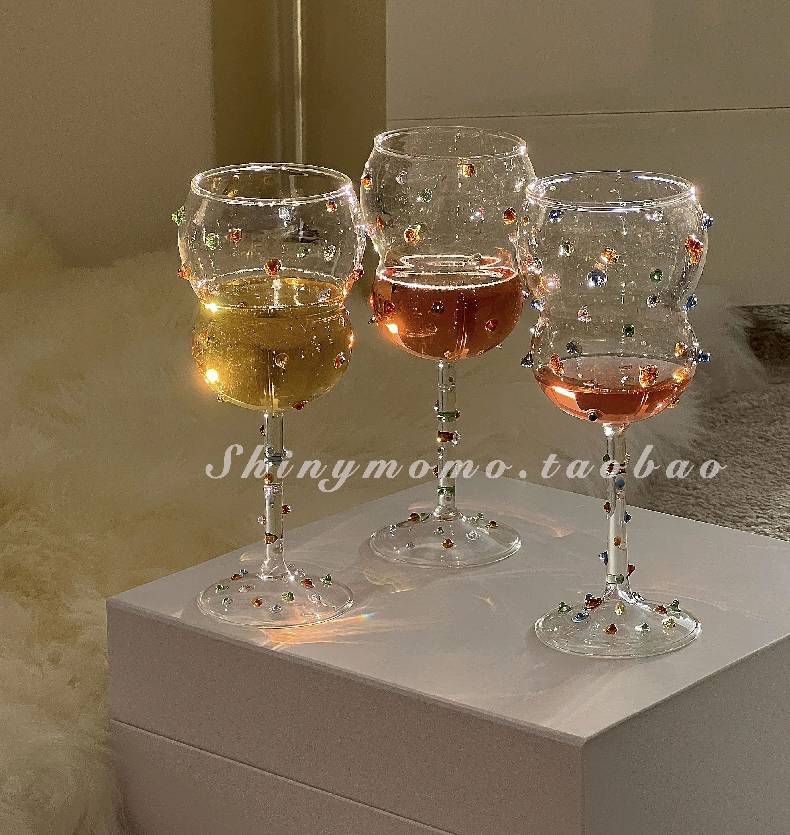 Copa de vino de GEMA de Color de arte creativo, copa de punto de Color ...