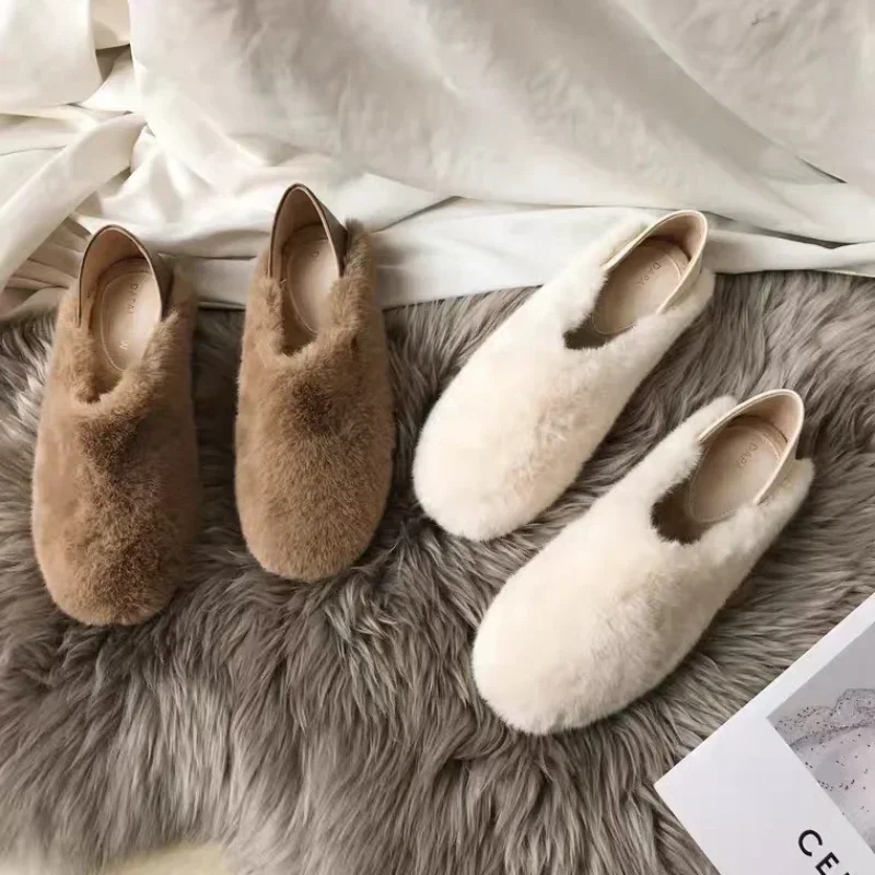 Fur-Mule-Slippers-Women-Winter-Home-Shoes-Slip-on-Furry-Loafers-with ...