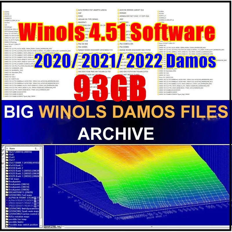 93GB WINOLS DAMOS Big Archive Damos Mappacks for Winols Software BIG PACK Package Chip Tuning ...