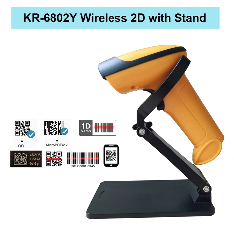 KEFAR – Scanner de codes-barres sans fil portatif, Bluetooth, lecteur de codes QR 2D, pour la ...