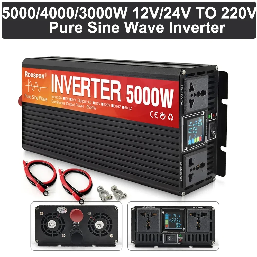 RDDSPON-Pure-Sine-Wave-Inverter-Double-Socket-5000W-4000W-3000W-LCD ...