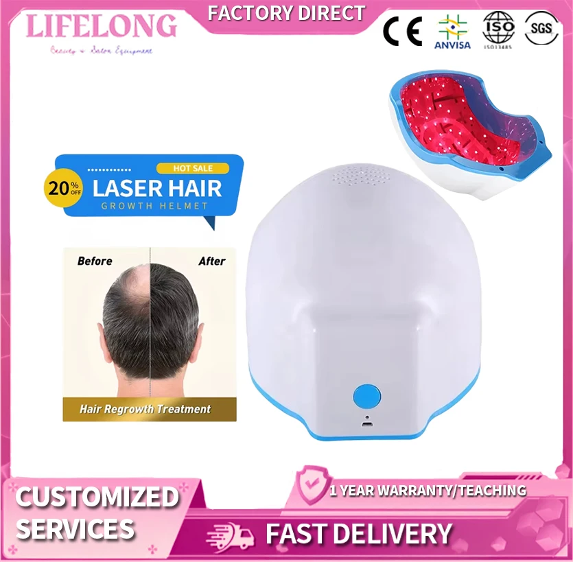 Laser Hair Growth Helmet 650nm Red Light Therapy with 80 LED Infrared ...