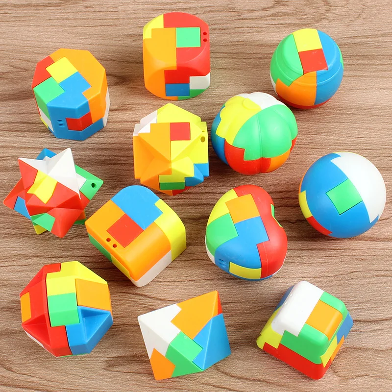 4Pcs Luban 3D Puzzle Magic Cube Intellectual Children Lock Brain Teaser ...