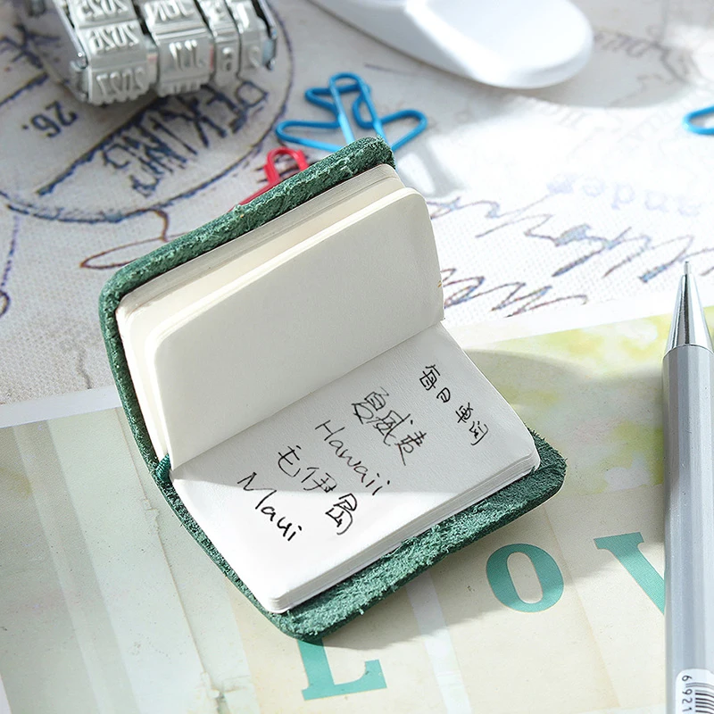 CARNET DE NOTES,15--Bloc notes en cuir Ultra petit, 64 feuilles, Mini ...