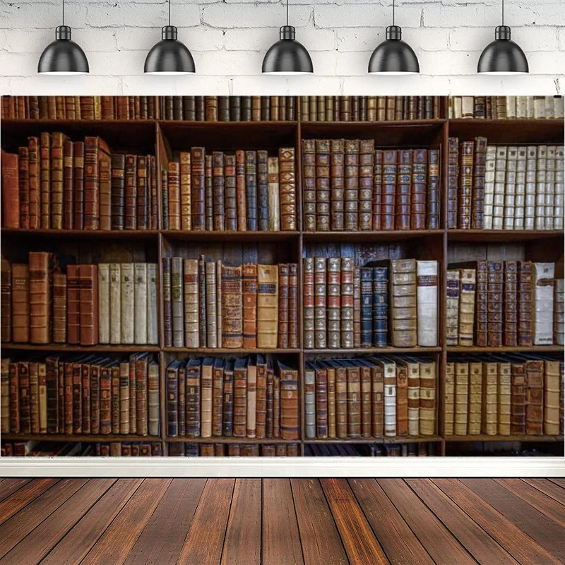 Bookshelf-Photography-Backdrop-Retro-Library-Interior-Scene-Background ...