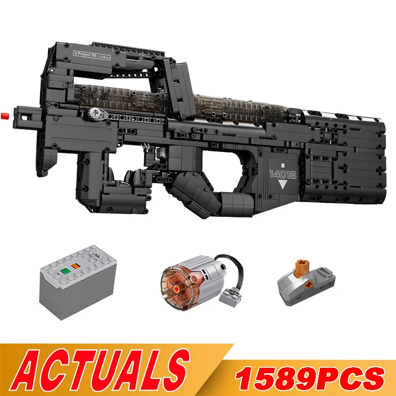 MOULD KING 14018 Technical Gun Building Blocks for Kids P90 Submachine ...