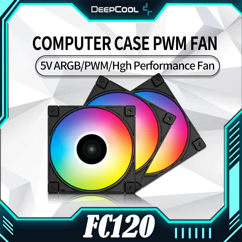 DEEPCOOL-FC120-RGB-Cooling-Fan-3in1-5V-3PIN-Black-White-Computer-Case ...